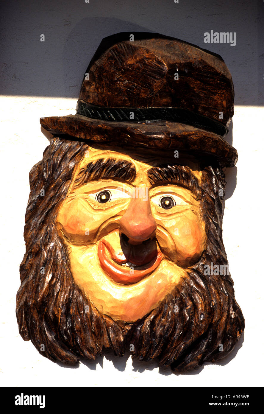Austria Austrian carved wooden face sculpture head Stock Photo - Alamy