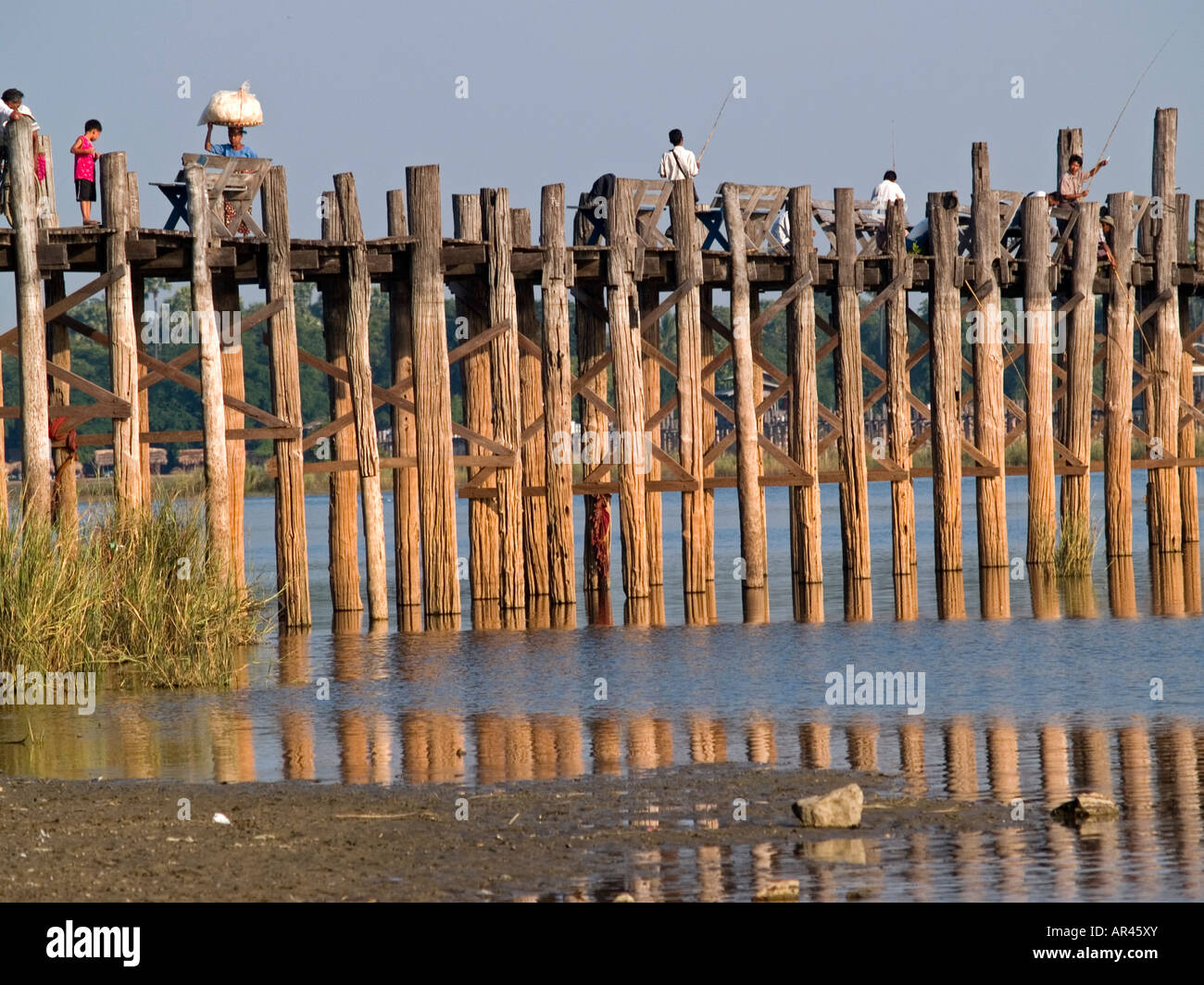 reflections of the U Beins Bridge world s longest teak bridge in Burma ...
