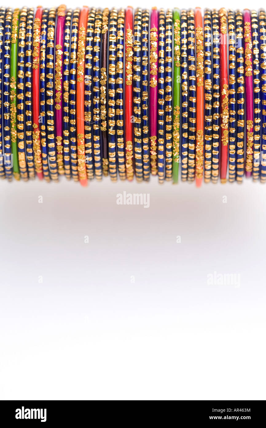 Indian glass coloured bangles on white background Stock Photo - Alamy