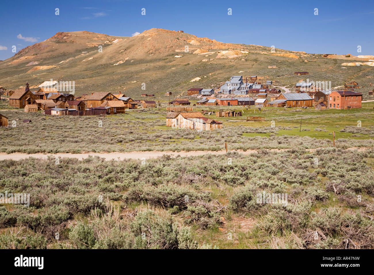 CA, Bodie State Historic Park, View of town with Standard Mine and Mill ...