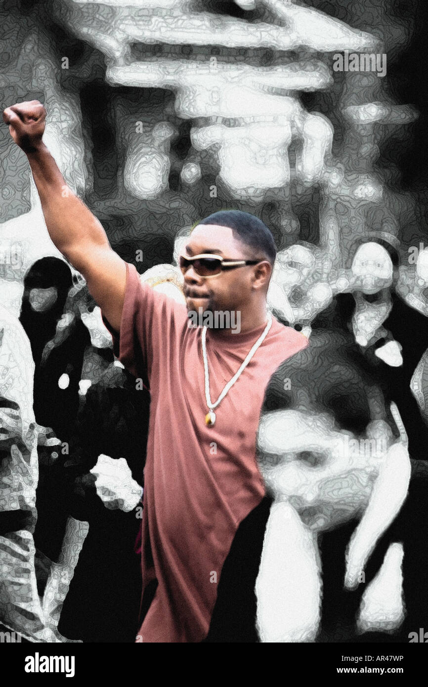 Im not alone MLK march fist black and white with color on main man ...