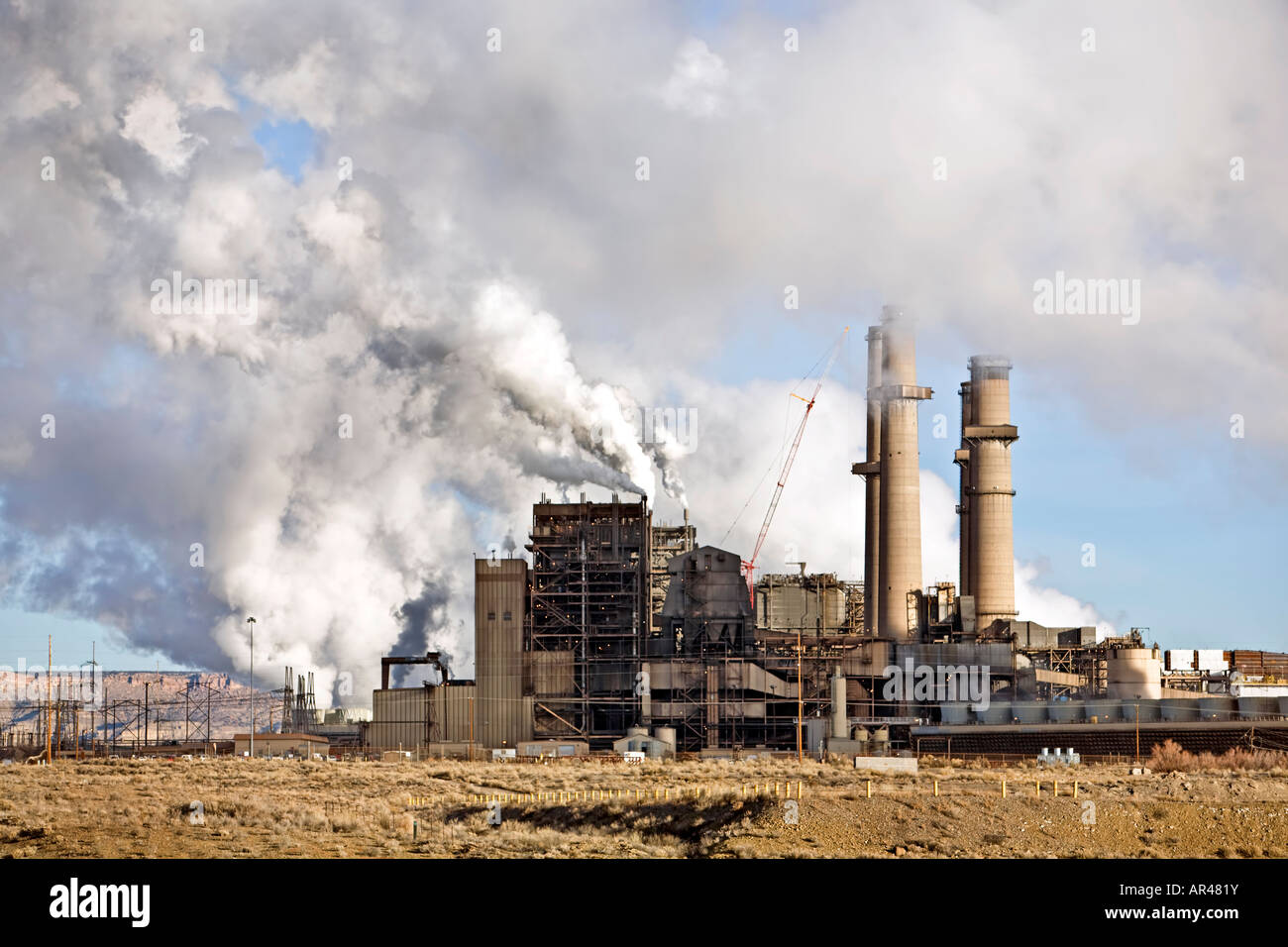 Power plant coal smoke steam pollution Stock Photo - Alamy
