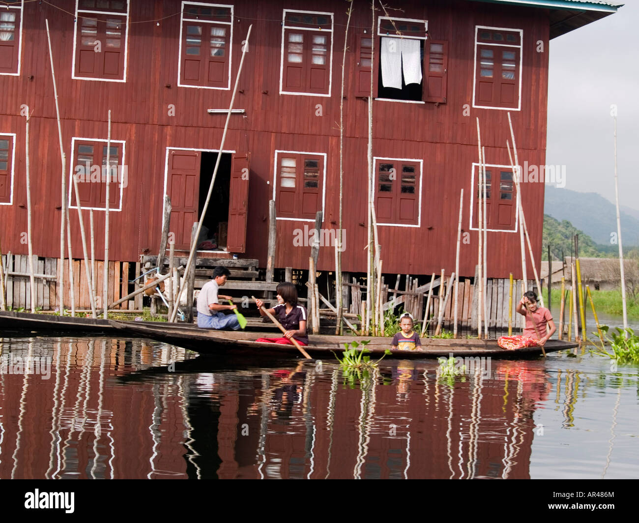 tilted house on Inle Lake in Myanmar Stock Photo - Alamy