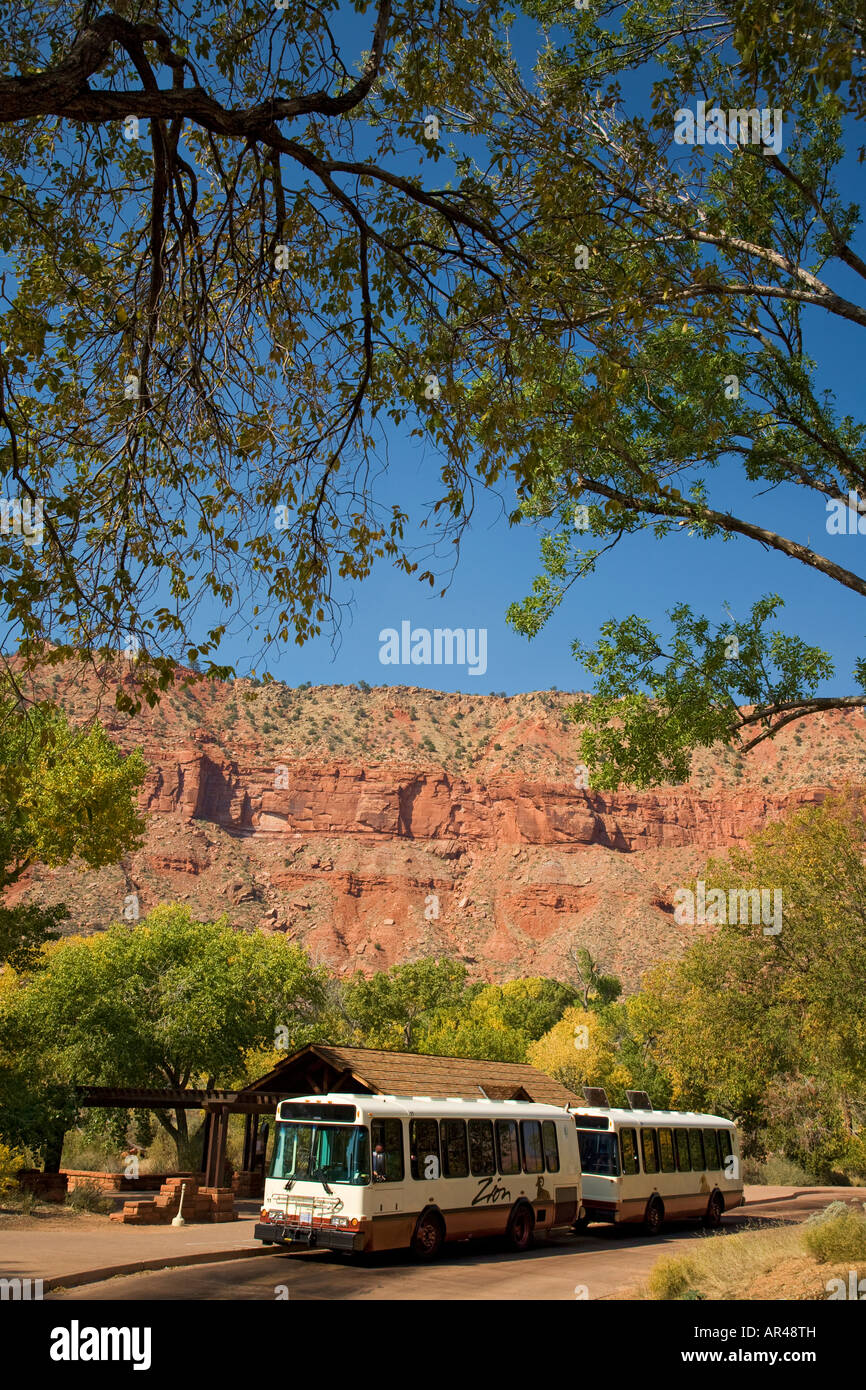 Tour bus Zion National Park Utah Stock Photo - Alamy