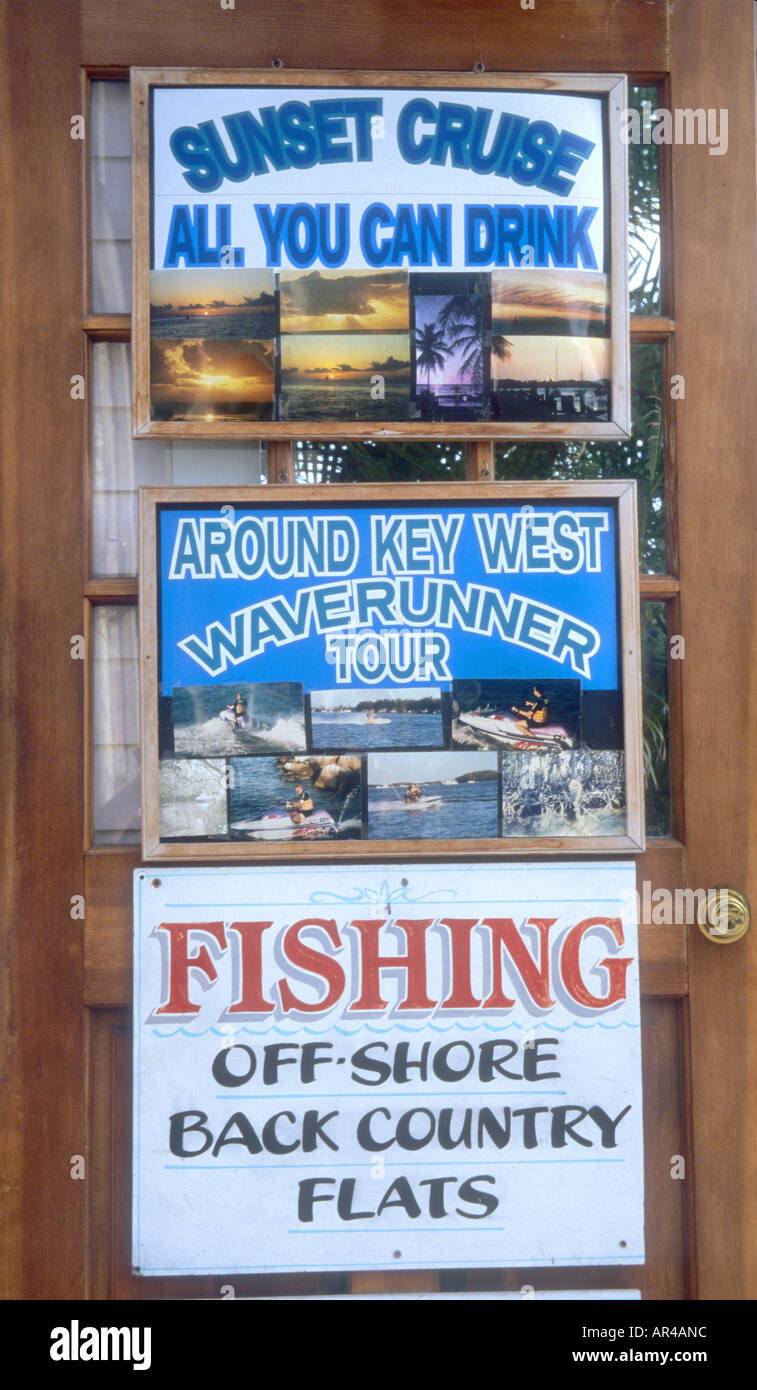Key West tour and deep sea fishing poster Stock Photo - Alamy