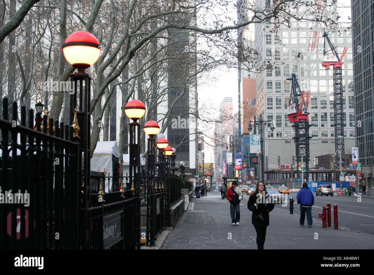 Street lights. 42nd Street. New York City. Early morning. Winter Stock ...