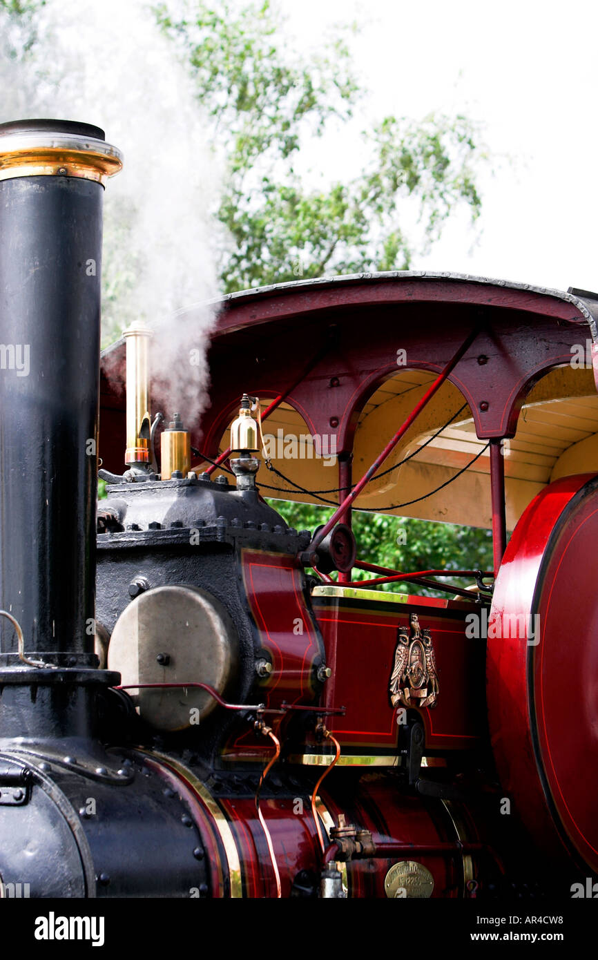 A crop of a steam traction engine showing its funnel and whistle in ...