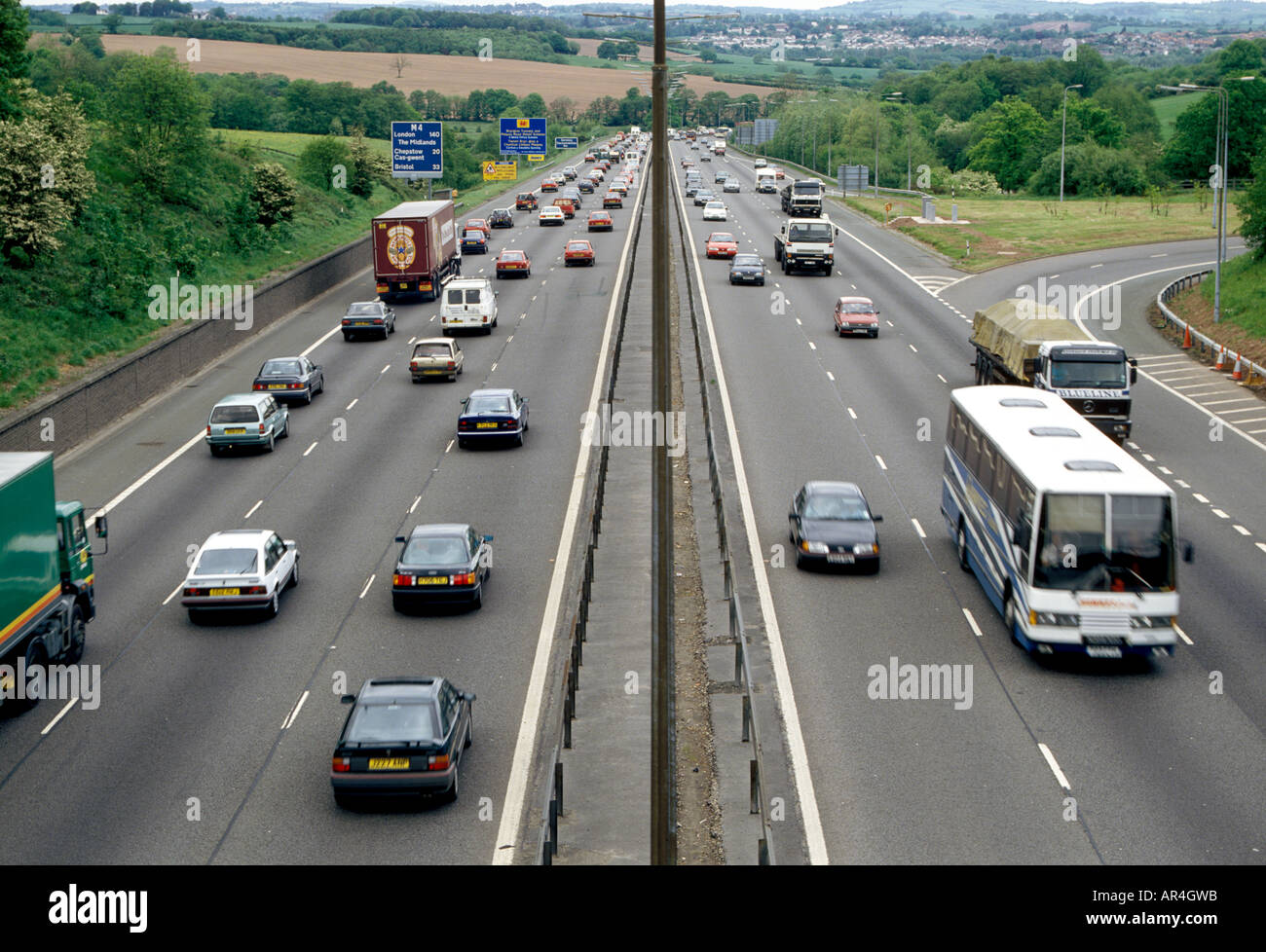 Heavy Traffic on M4 Motorway near Newport South East Wales Stock Photo ...