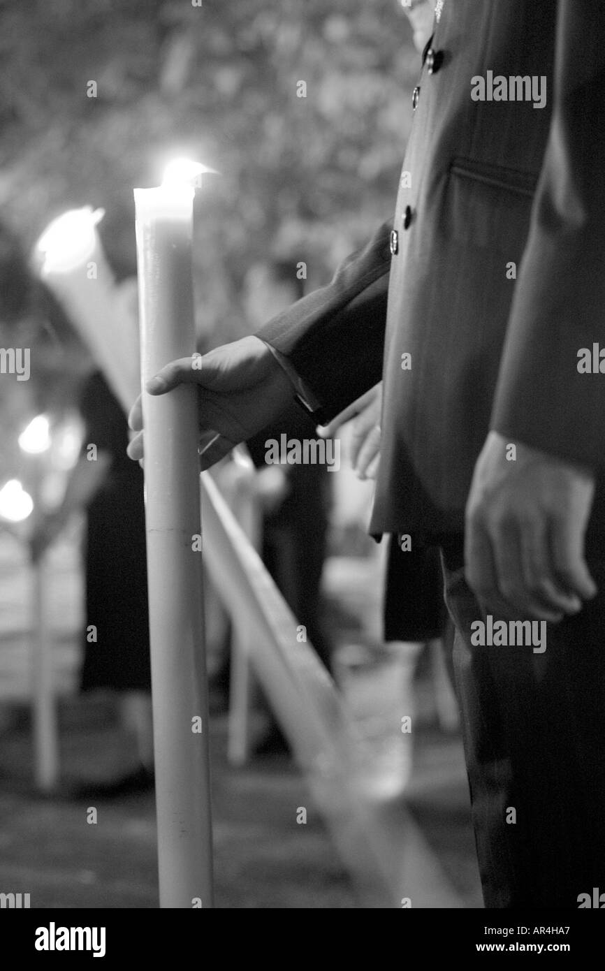 Procession of candles Black and White Stock Photos & Images - Alamy