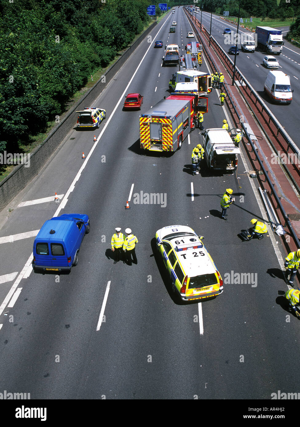 Emergency Services Fire Police and Ambulance Attending a Vehicle ...