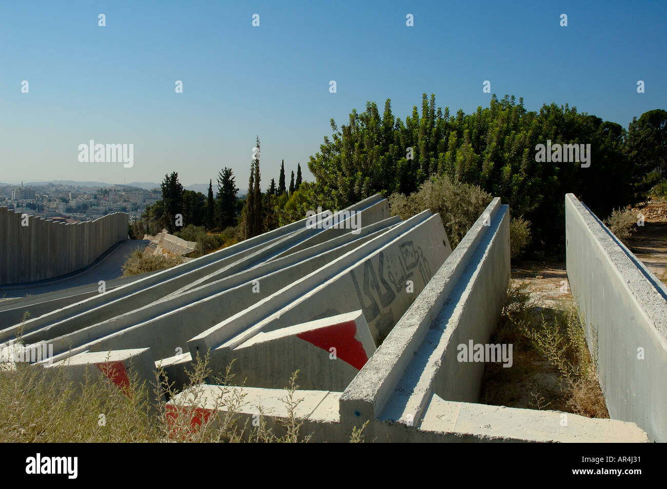 Stack of concrete slabs for the West bank separation barrier built by ...