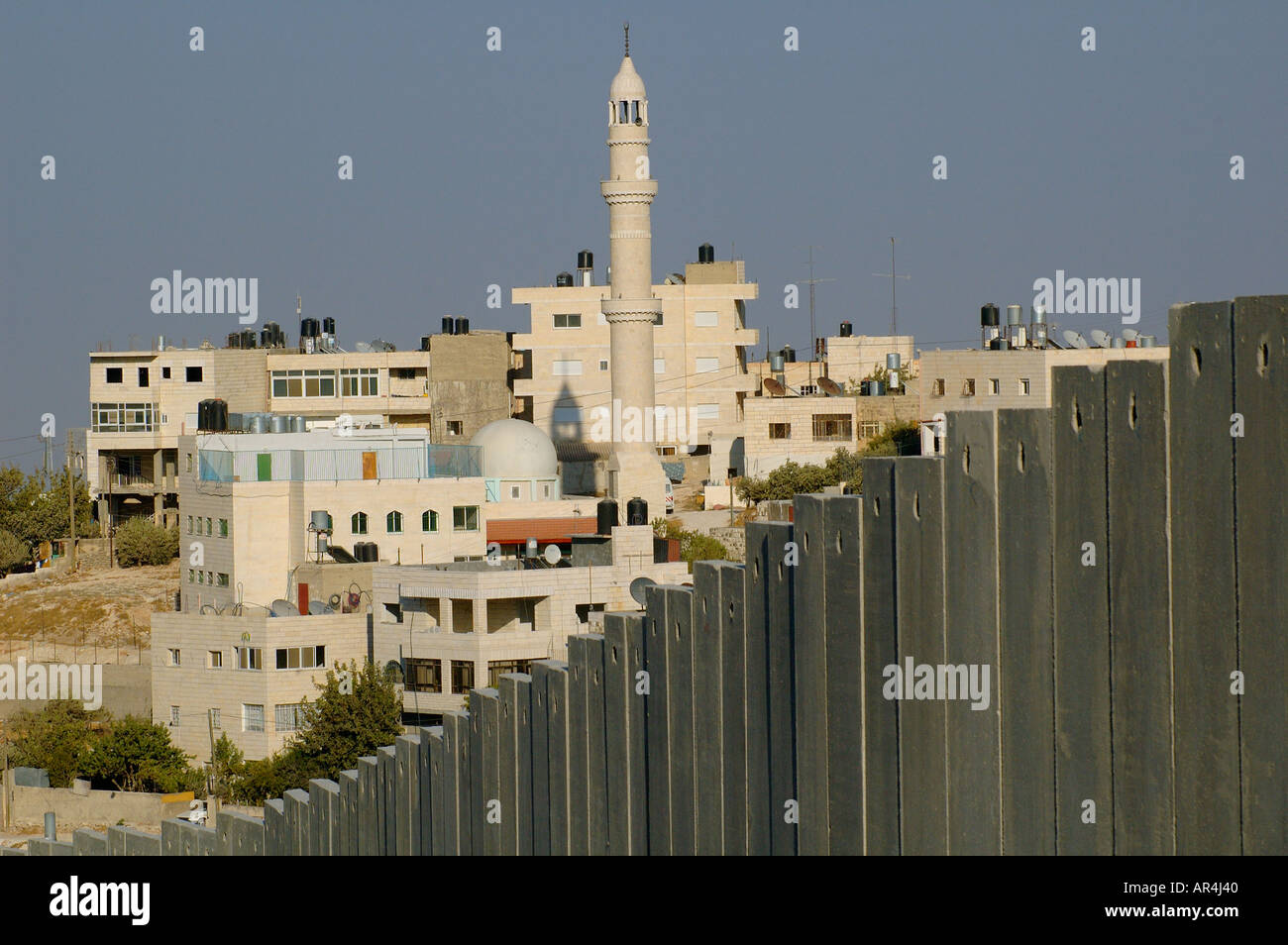 View of the Israeli West Bank separation barrier cutting through Abu ...
