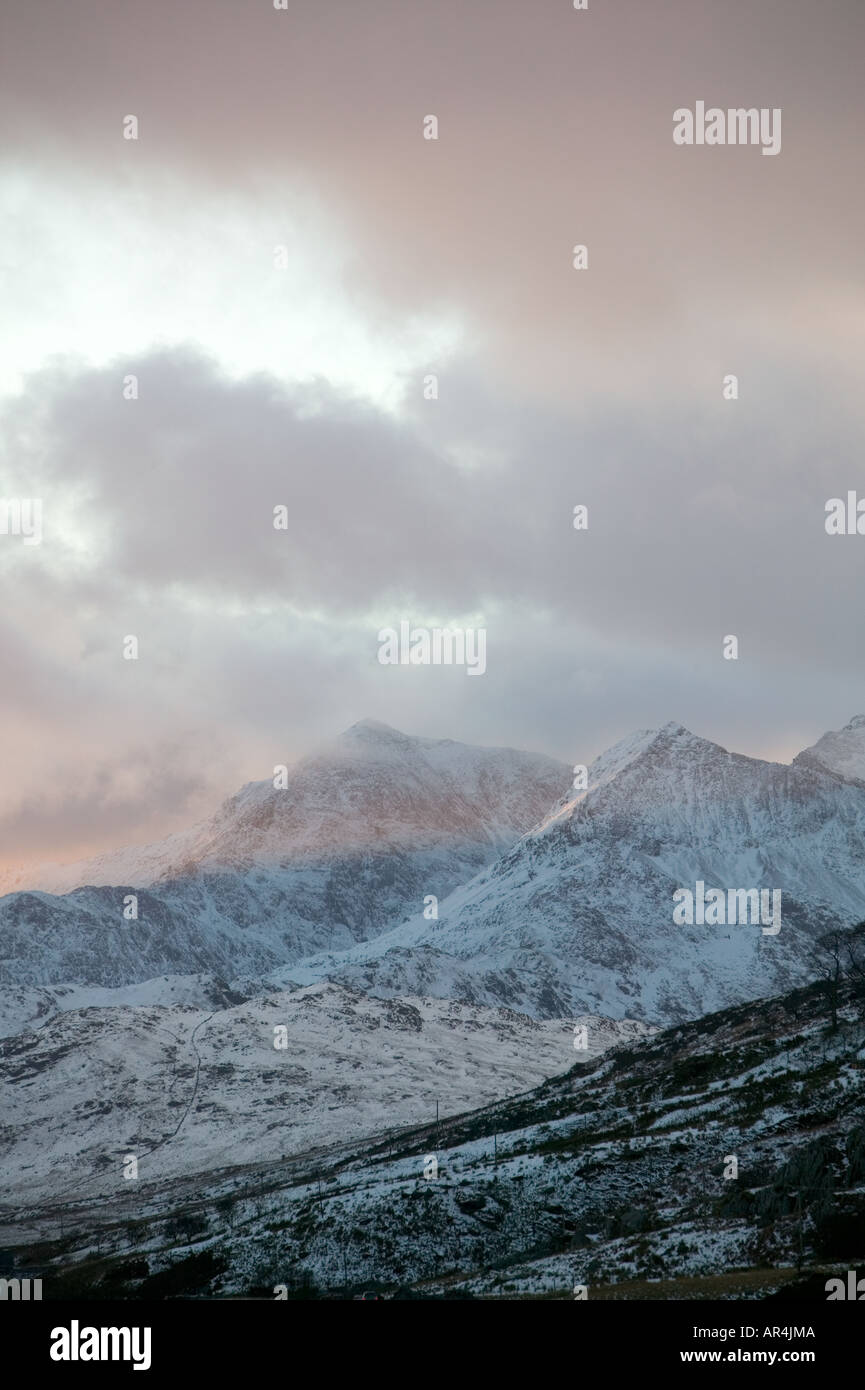 Clouds and Snow Snowdon Mountain Snowdonia North West Wales Stock Photo ...
