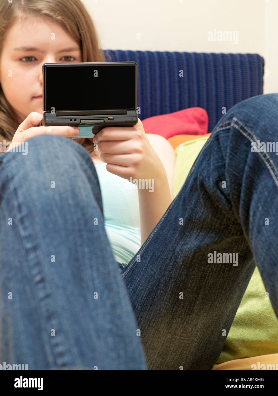 Girl playing computer game Stock Photo - Alamy