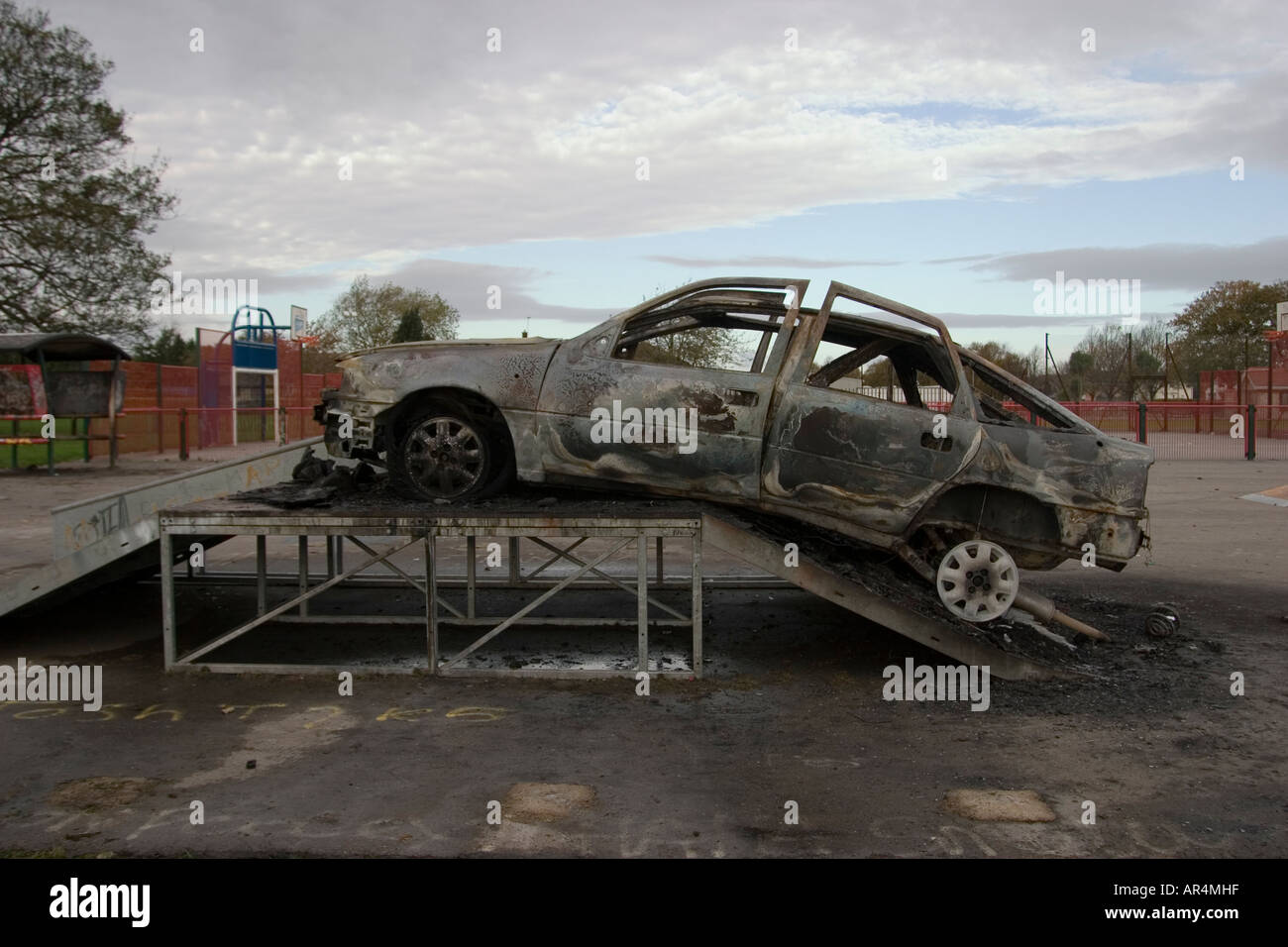Vandalised burnt out car in hi-res stock photography and images - Alamy