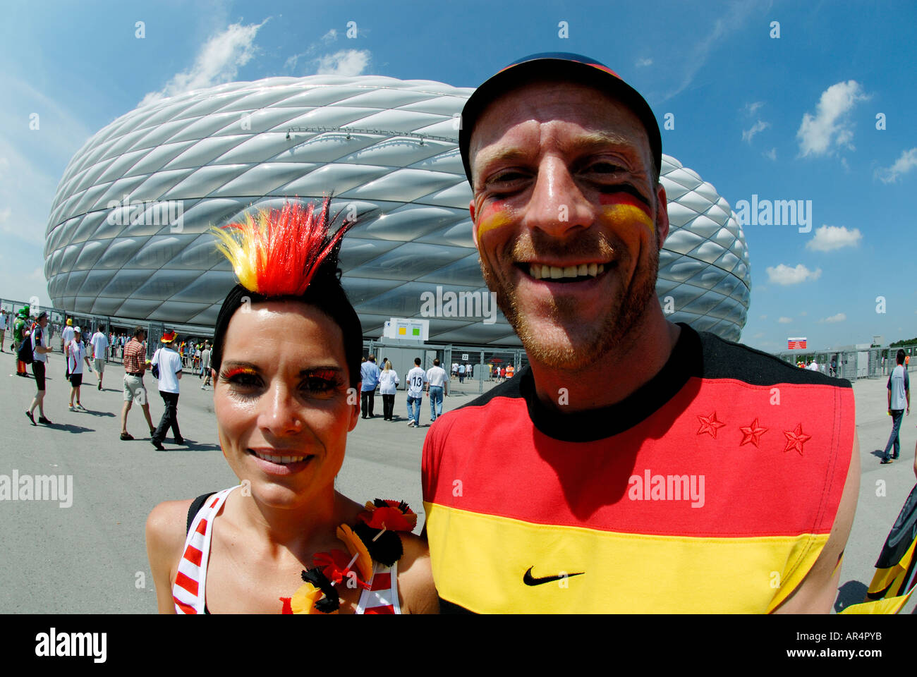 German Football Fans in front of the Allianz Arena, Muenchen Stock ...