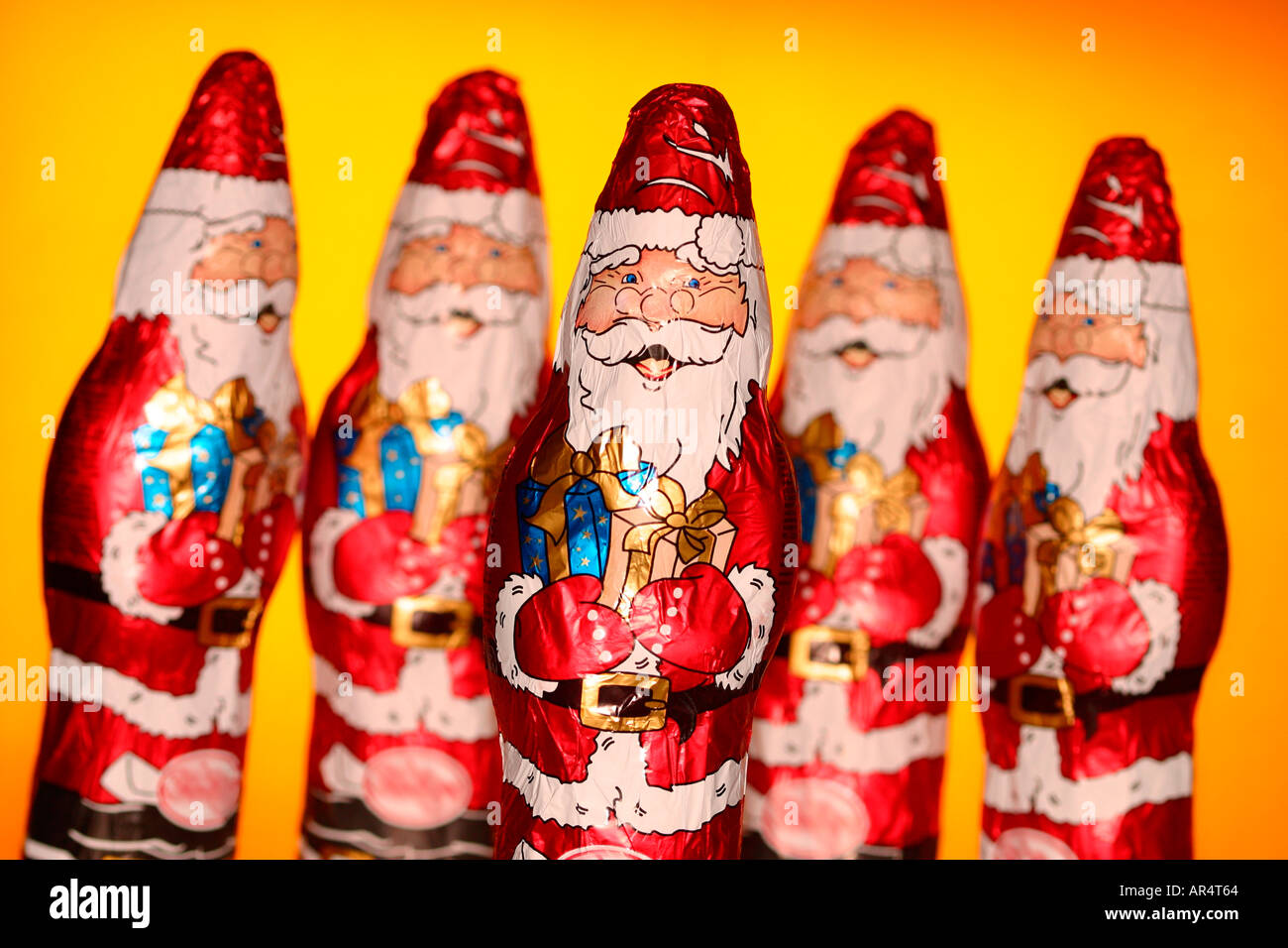Chocolate Santa Claus figures Stock Photo - Alamy