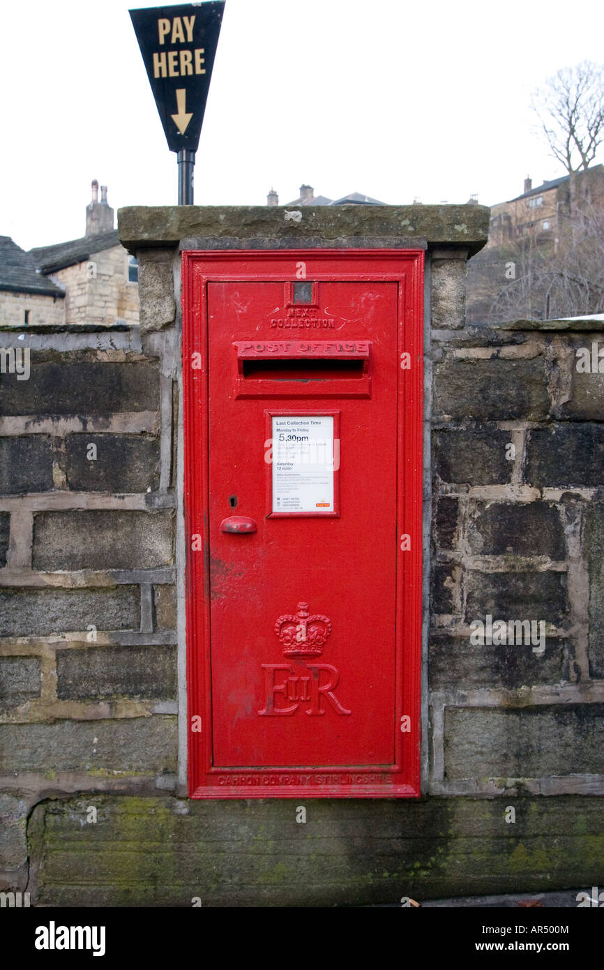 A red letter box in Calderdale, West Yorkshire, UK December 11 2007 ...