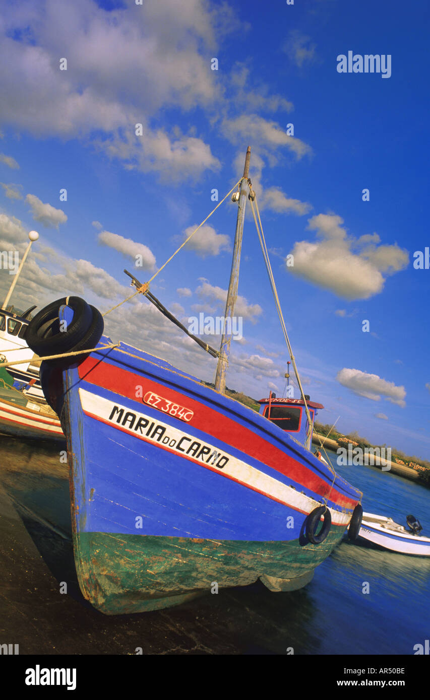 Fisherboat in the harbour of Fuzeta Ria Formosa Algarve Portugal Stock ...