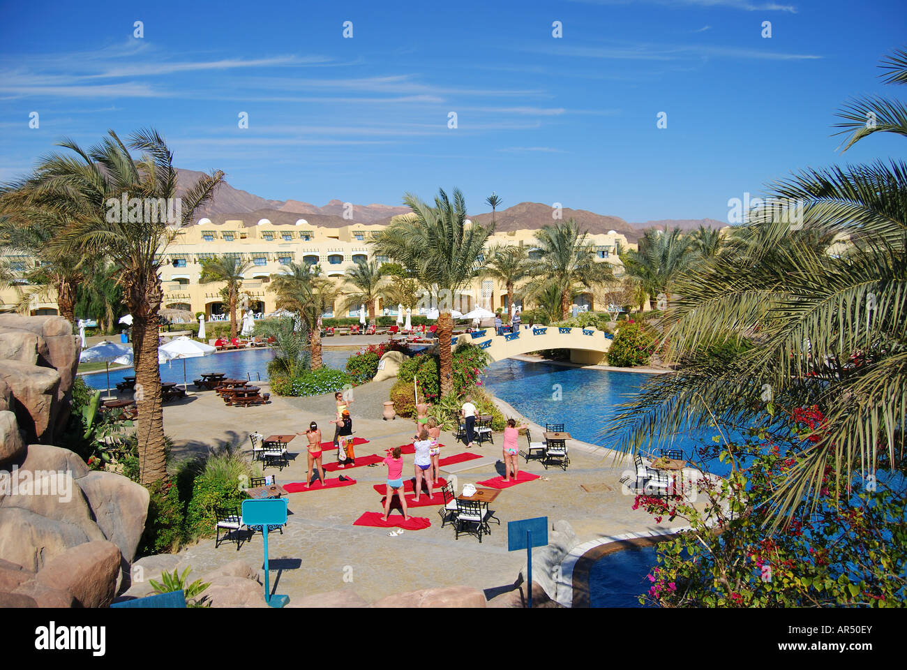 Pool and sun terrace, Marriott Beach Resort Hotel, Taba Heights, Sinai ...