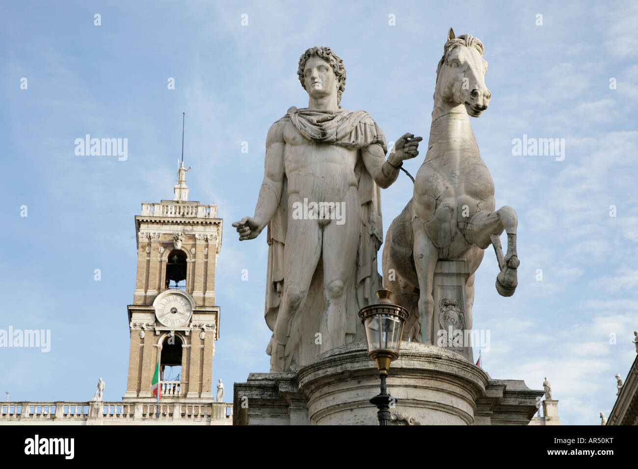 statue of dioscuri at Campidoglio Rome Italy Stock Photo - Alamy