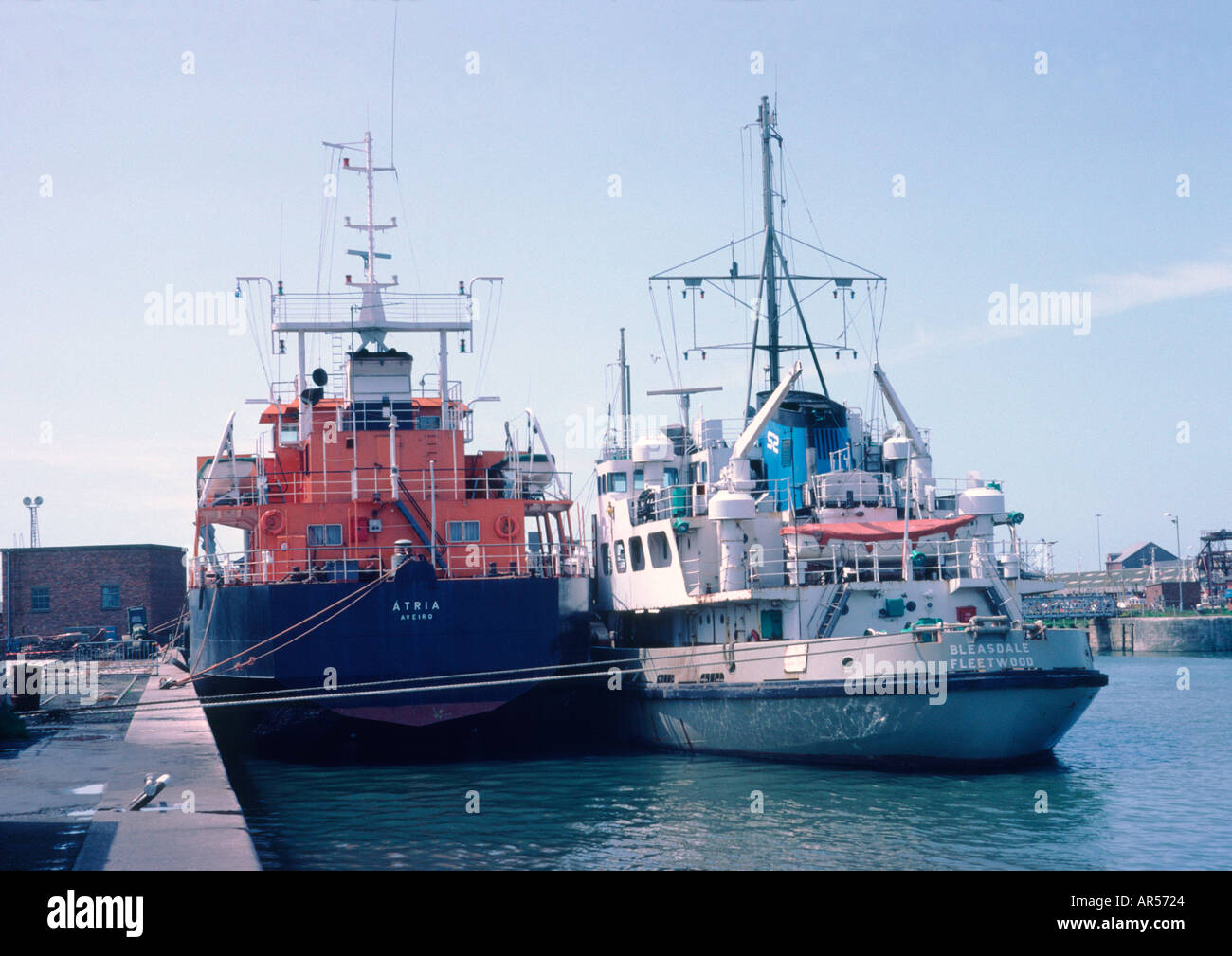 Two dredgers in Wyre Dock Fleetwood in 1983 Bleasdale and Atria before ...