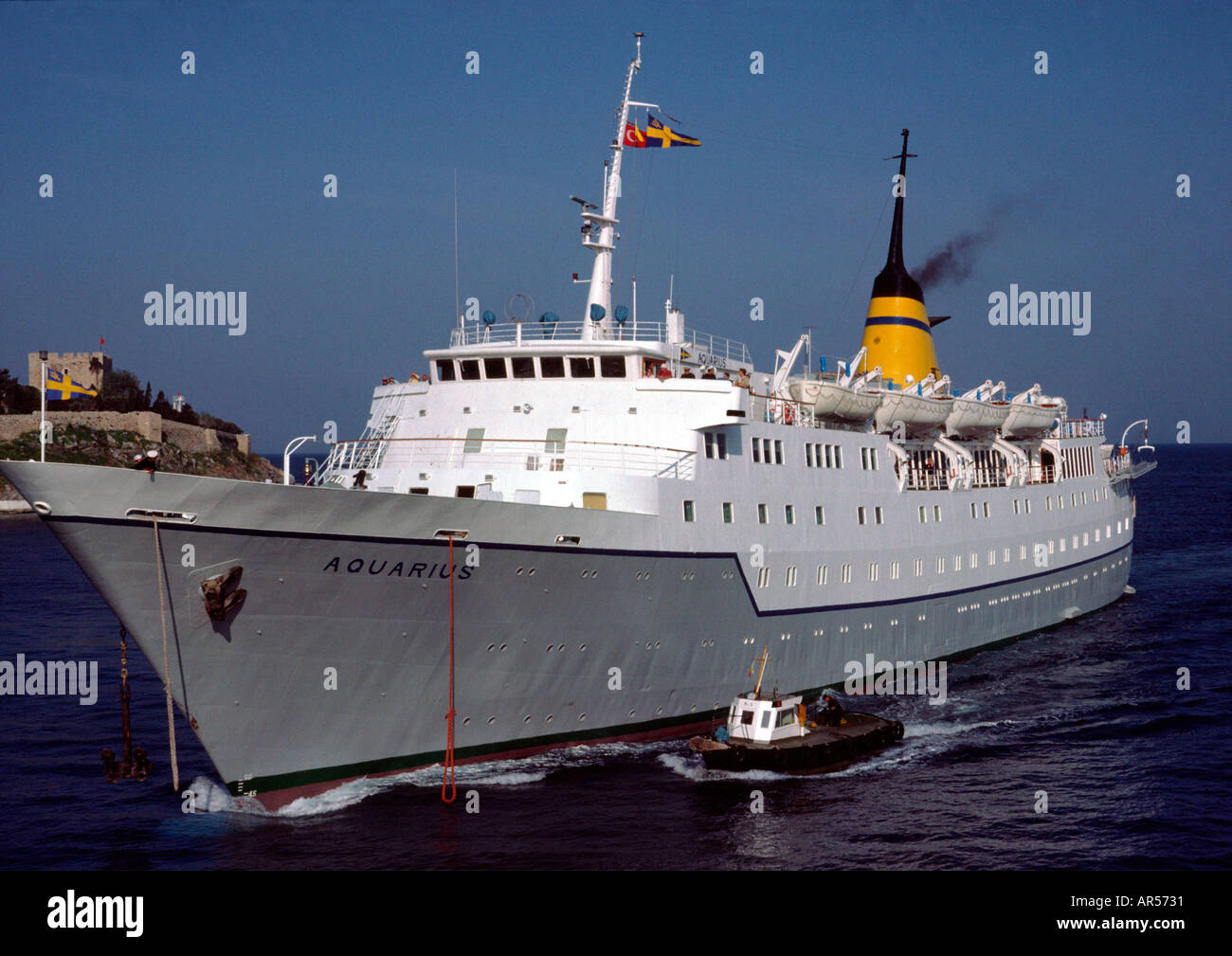 mv Aquarius arriving in Kusadasi Turkey in 1985 Stock Photo - Alamy
