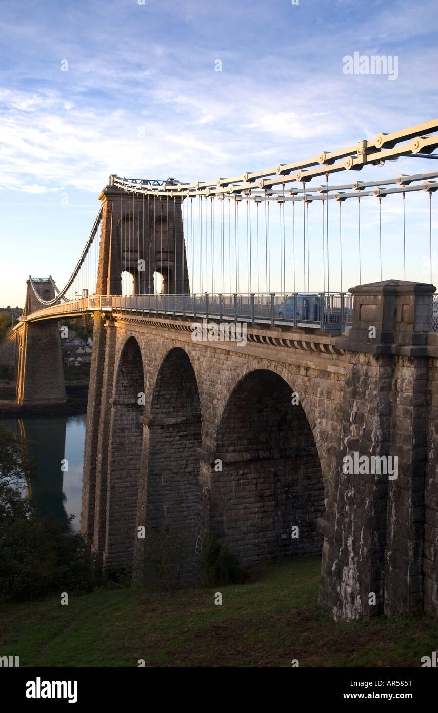 Menai Straight Suspension Bridge Anglesey North Wales Stock Photo - Alamy
