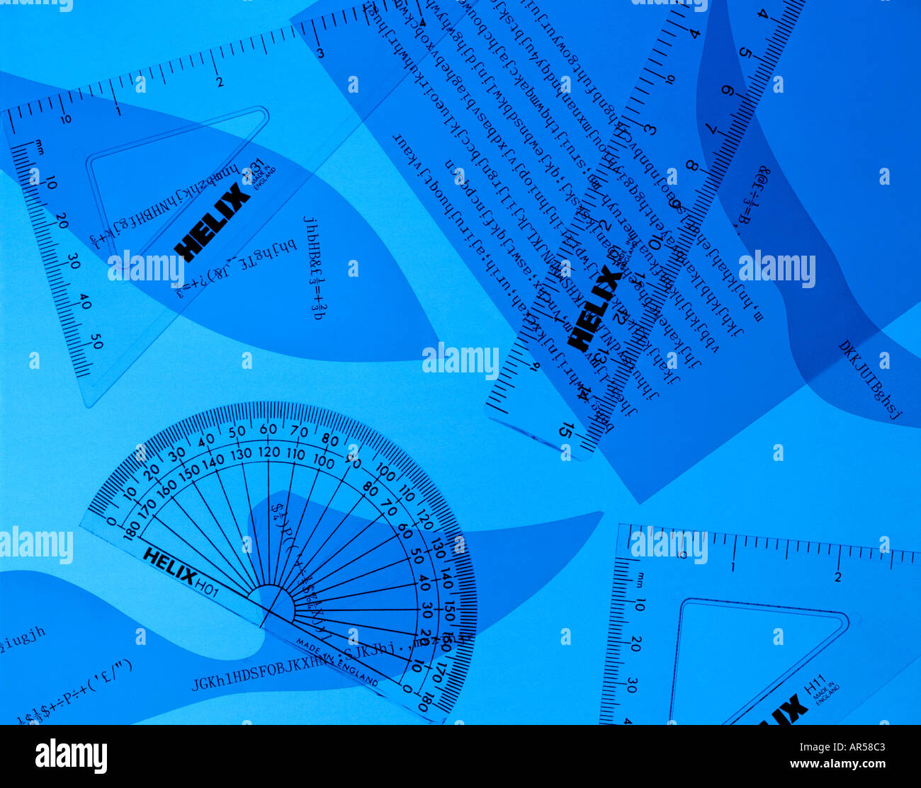 set square protractor and ruler and type Stock Photo - Alamy