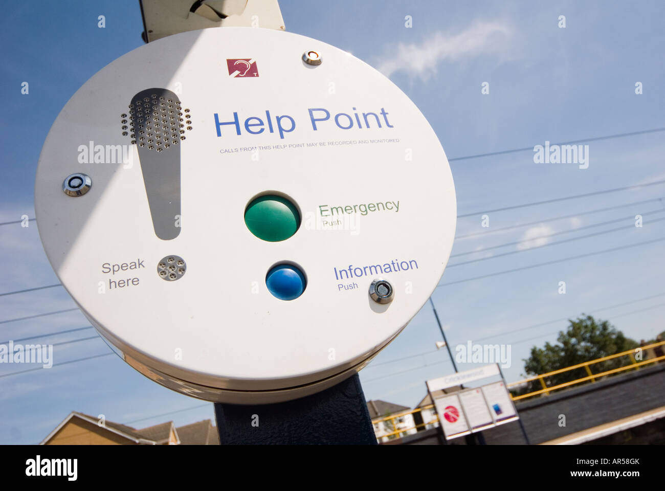Help Point at Cricklewood railway station England Stock Photo - Alamy