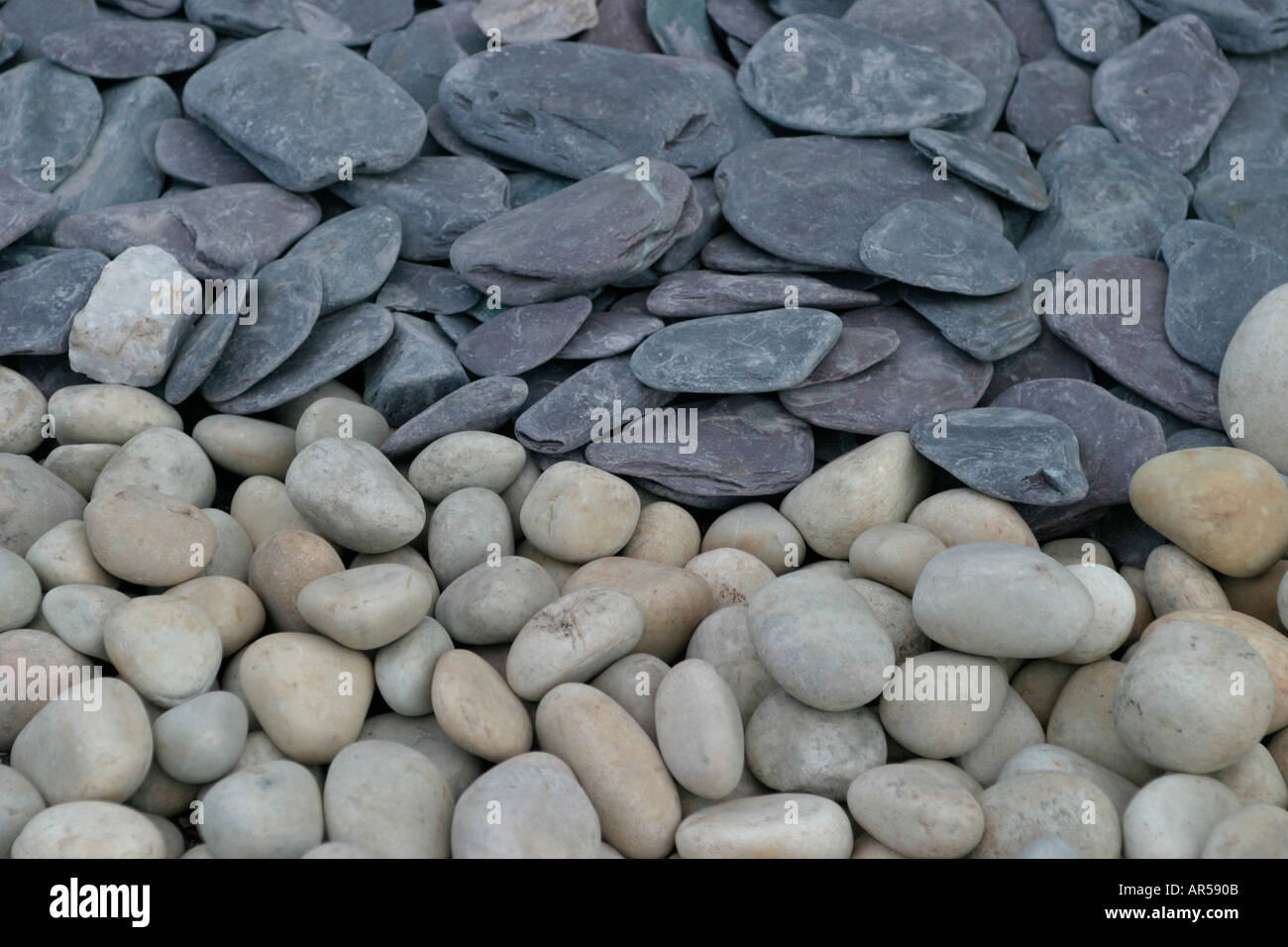 Detail of grey and white pebbles as part of installation at Kew Gardens ...