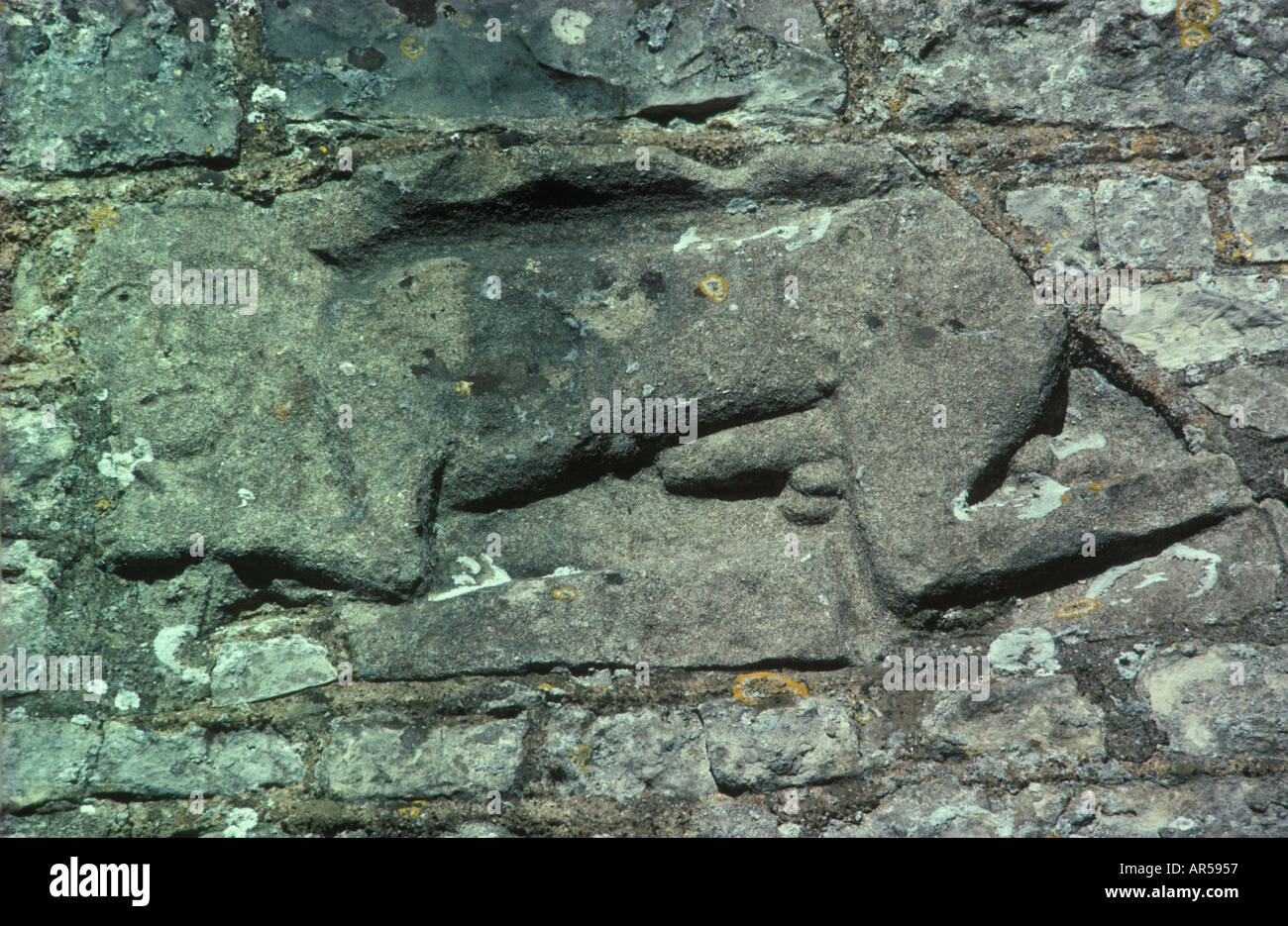 Pagan fertility symbol on exterior wall of the Church of St James at ...