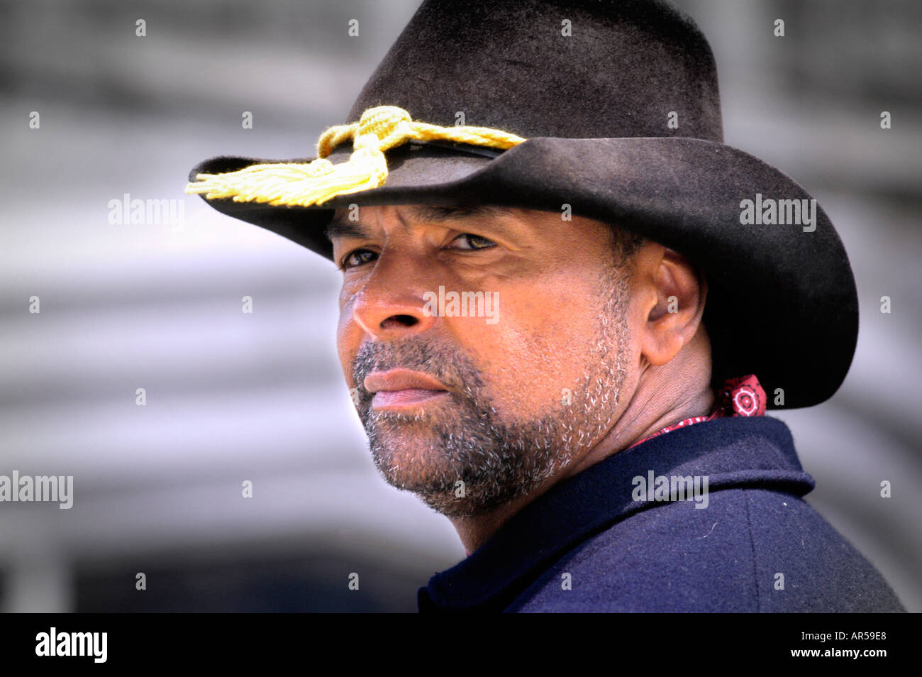 the face of ethnic adult man Afro Cowboy soldier face of the ...