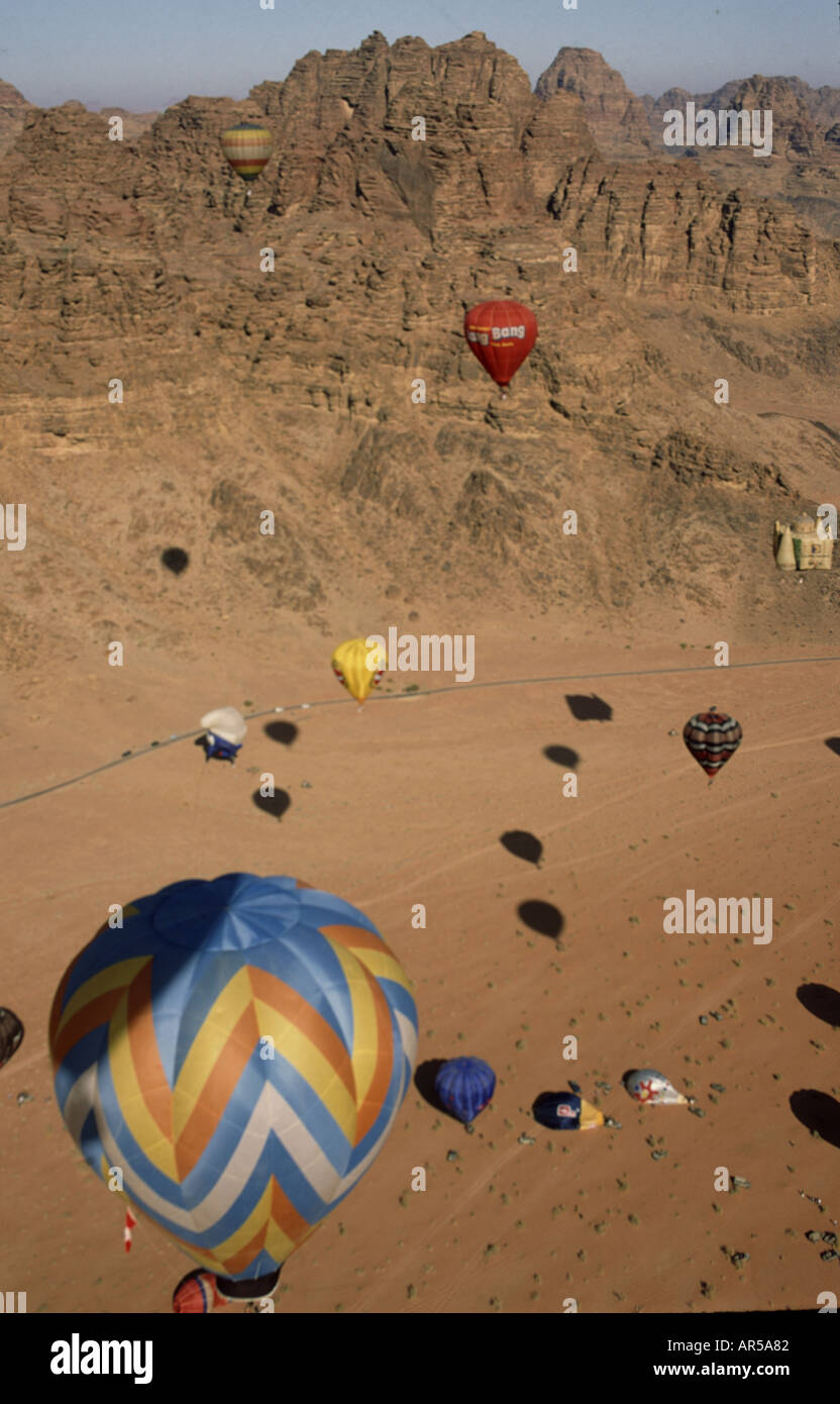 Balloon over Wadi Rum during balloon rally Stock Photo - Alamy