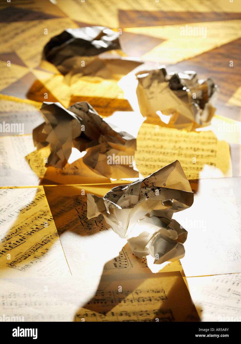 Crumpled sheet music Stock Photo - Alamy