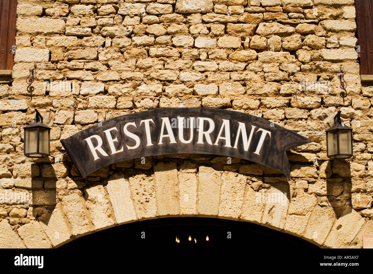 Restaurant sign old stone wall hi-res stock photography and images - Alamy