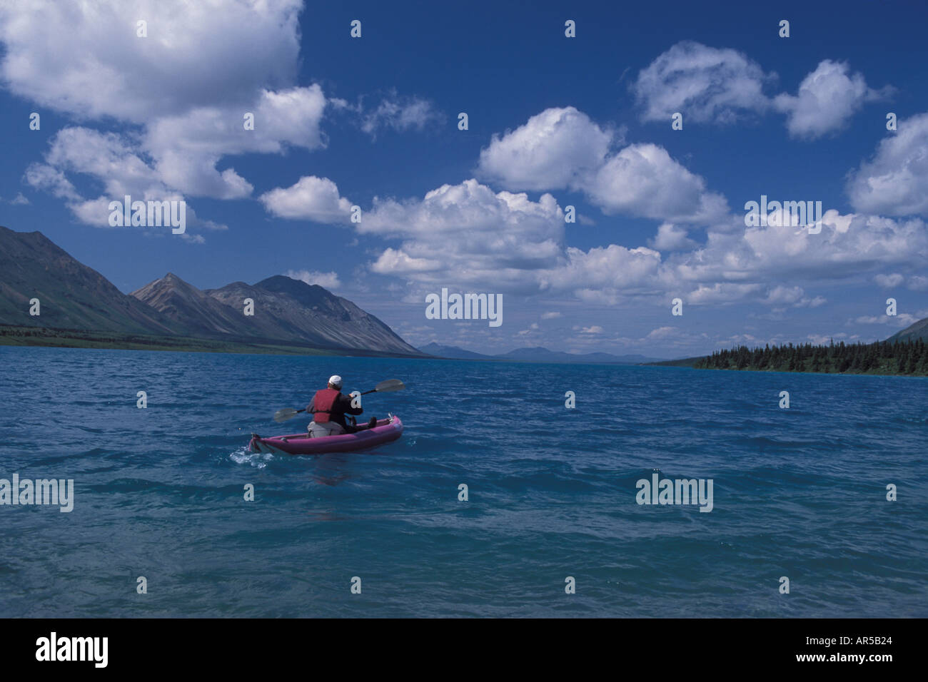 Canoers on Twin Lakes Lake Clark National Park Alaska USA Stock Photo ...