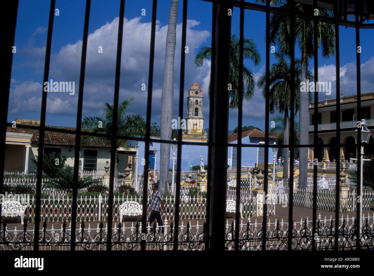 Plaza Mayor through iron fenced window Trinidad UNESCO World Heritage ...
