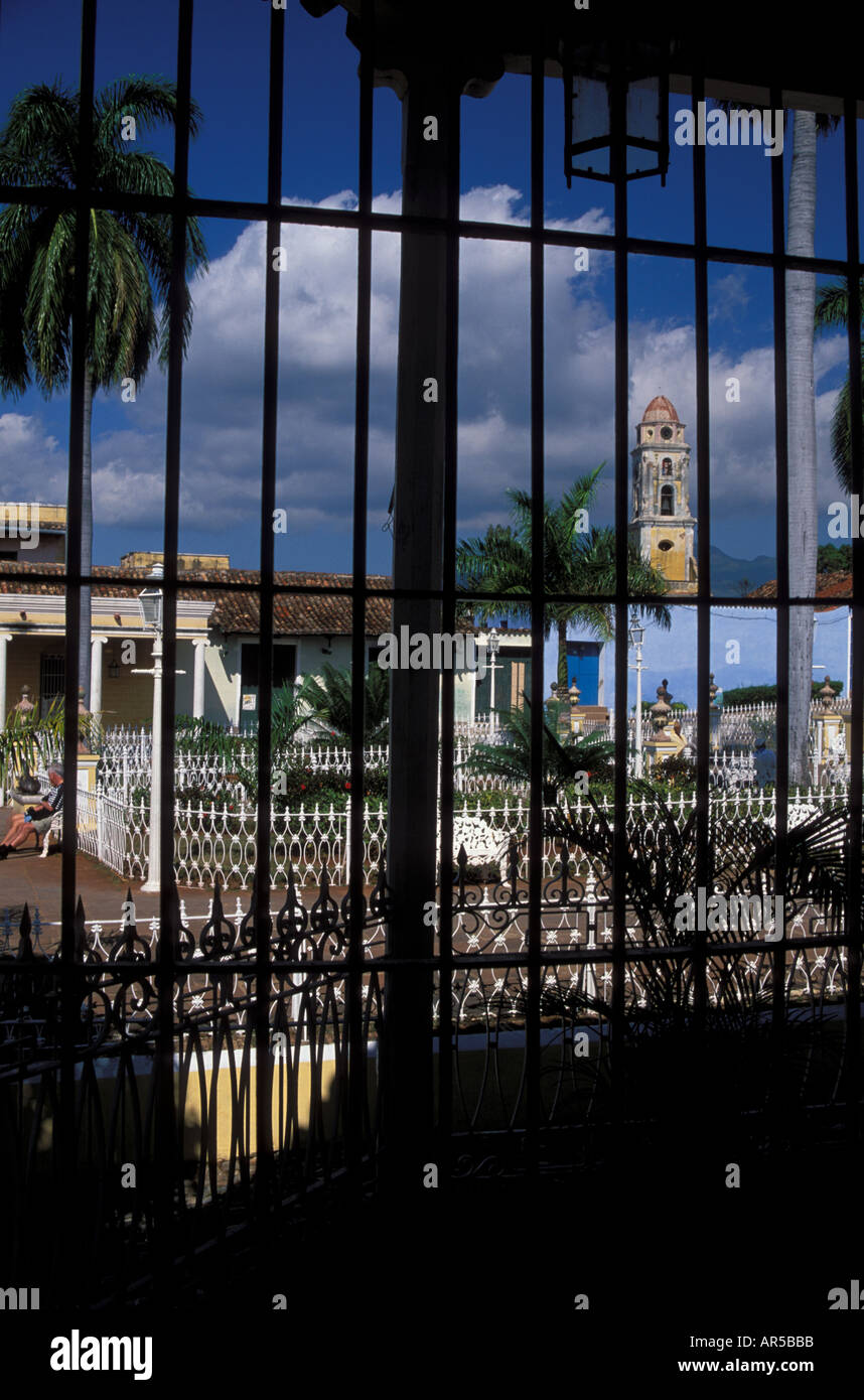 Plaza Mayor through iron fenced window Trinidad UNESCO World Heritage ...