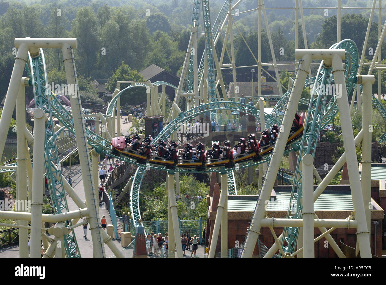 Colossus Roller Coaster at Thorpe Park Surrey UK Stock Photo - Alamy
