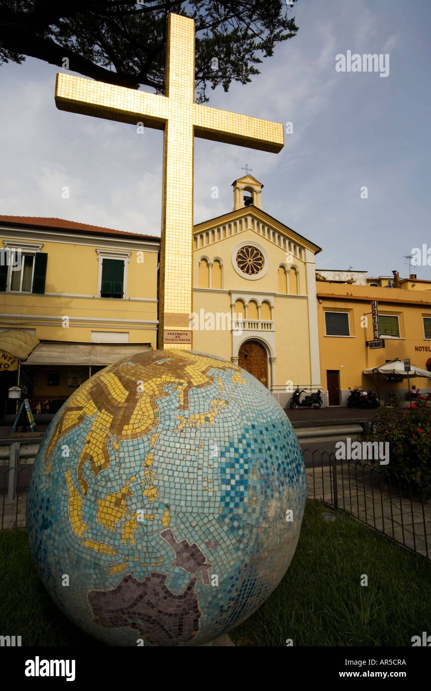 The Cross, the Earth and the Church Stock Photo - Alamy