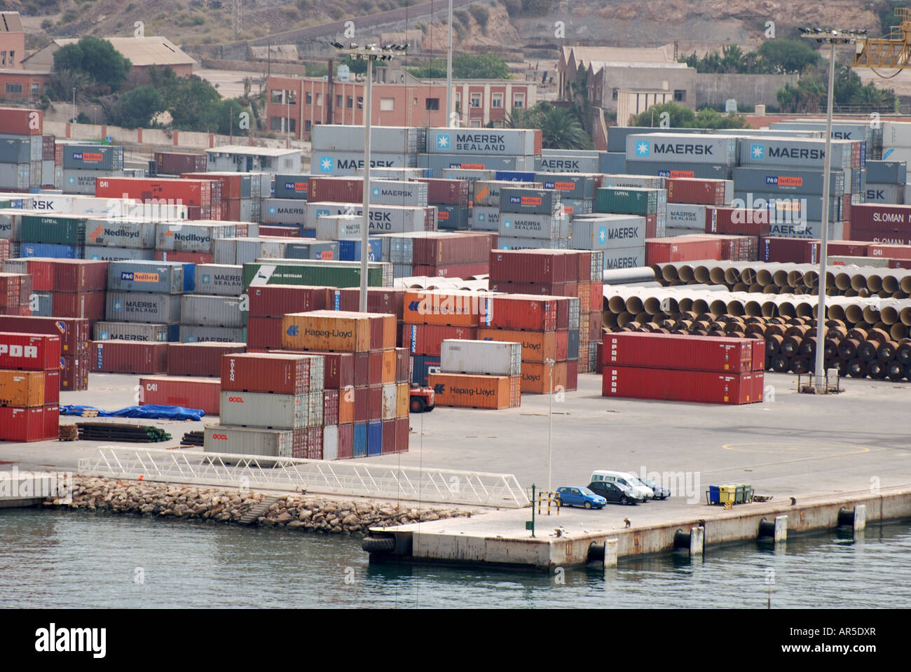 Cargo Containers in the harbor of Cartagena, Spain Stock Photo - Alamy