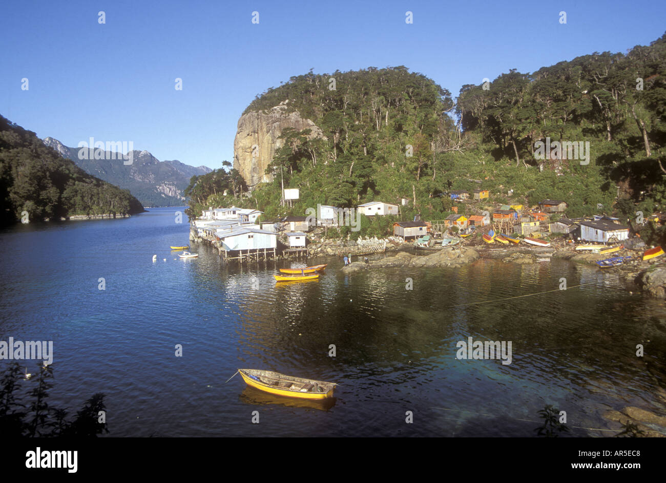 Southern Chile fishing village Stock Photo - Alamy