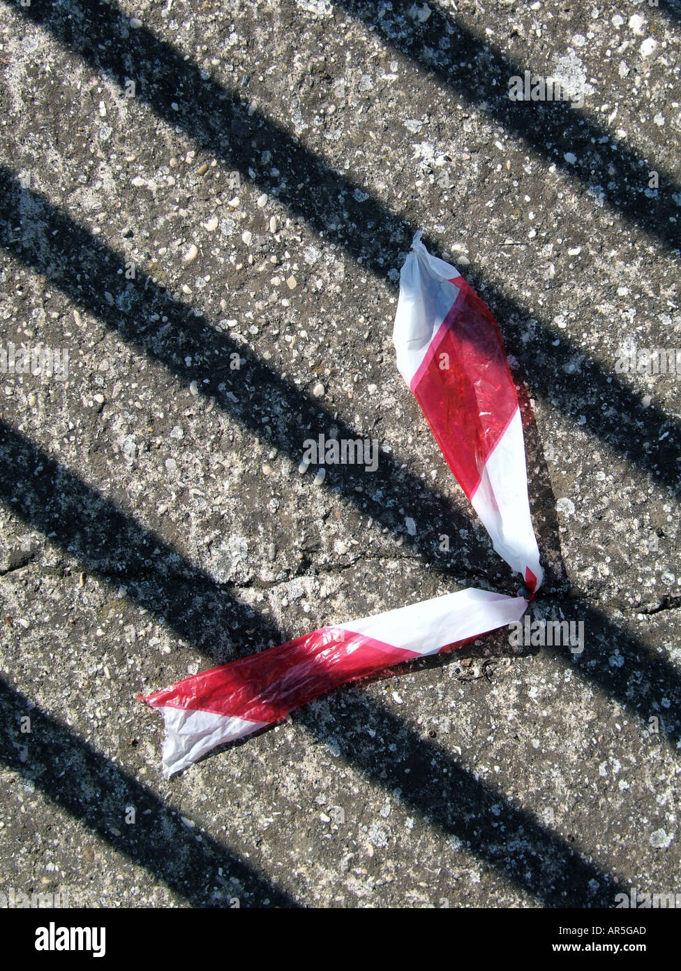 red white tape marking on road surface Stock Photo - Alamy