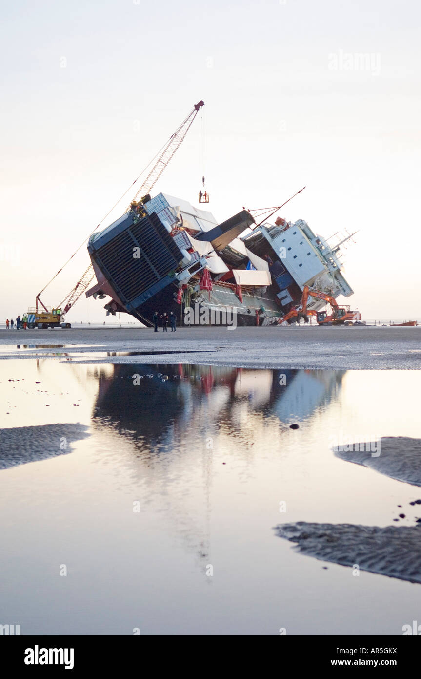 Grounded ferry Riverdance on the beach at Cleveleys,Lancashire,UK Stock ...