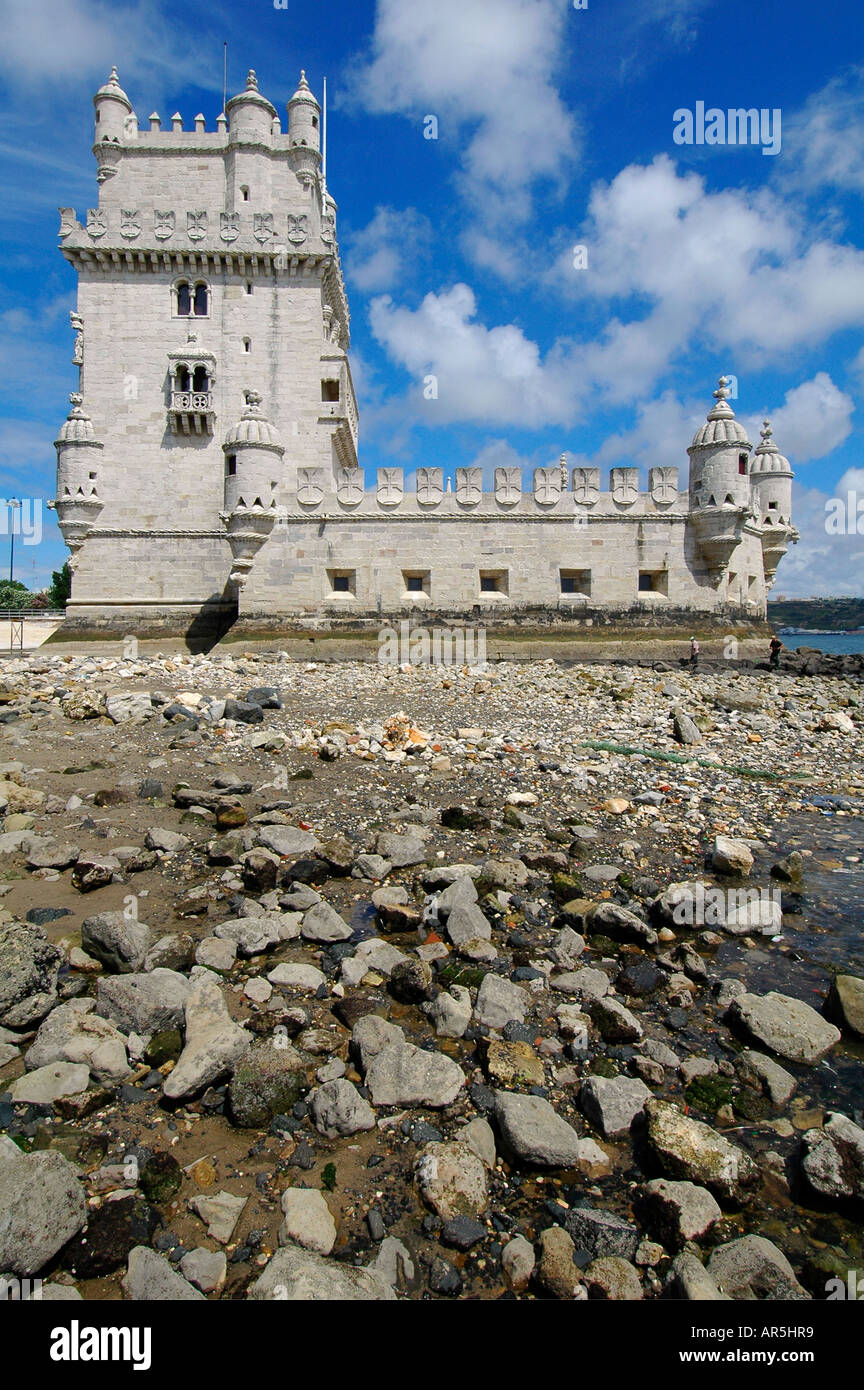 The 16th century Torre de Belem tower or Tower of St Vincent in ...