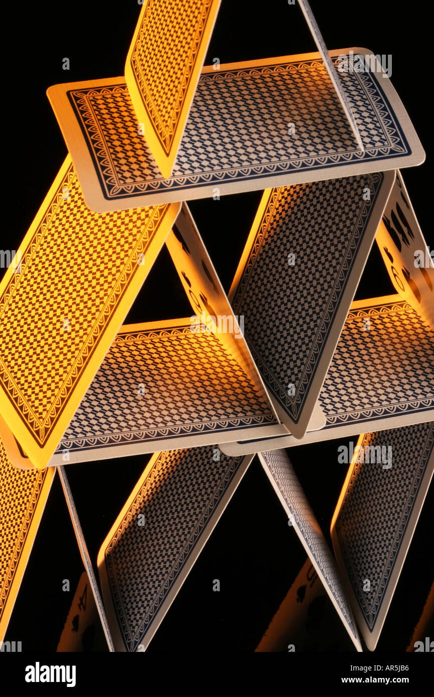 Pyramid of Playing Cards Stock Photo - Alamy