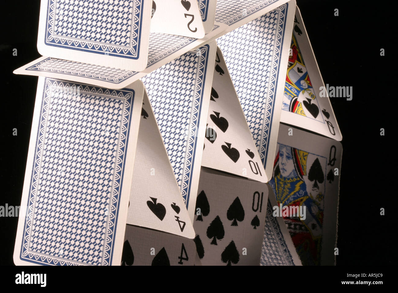 Pyramid of Playing Cards Stock Photo - Alamy