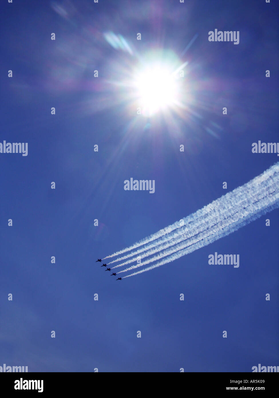 United States Navy Blue Angels flying in formation at air show Stock ...