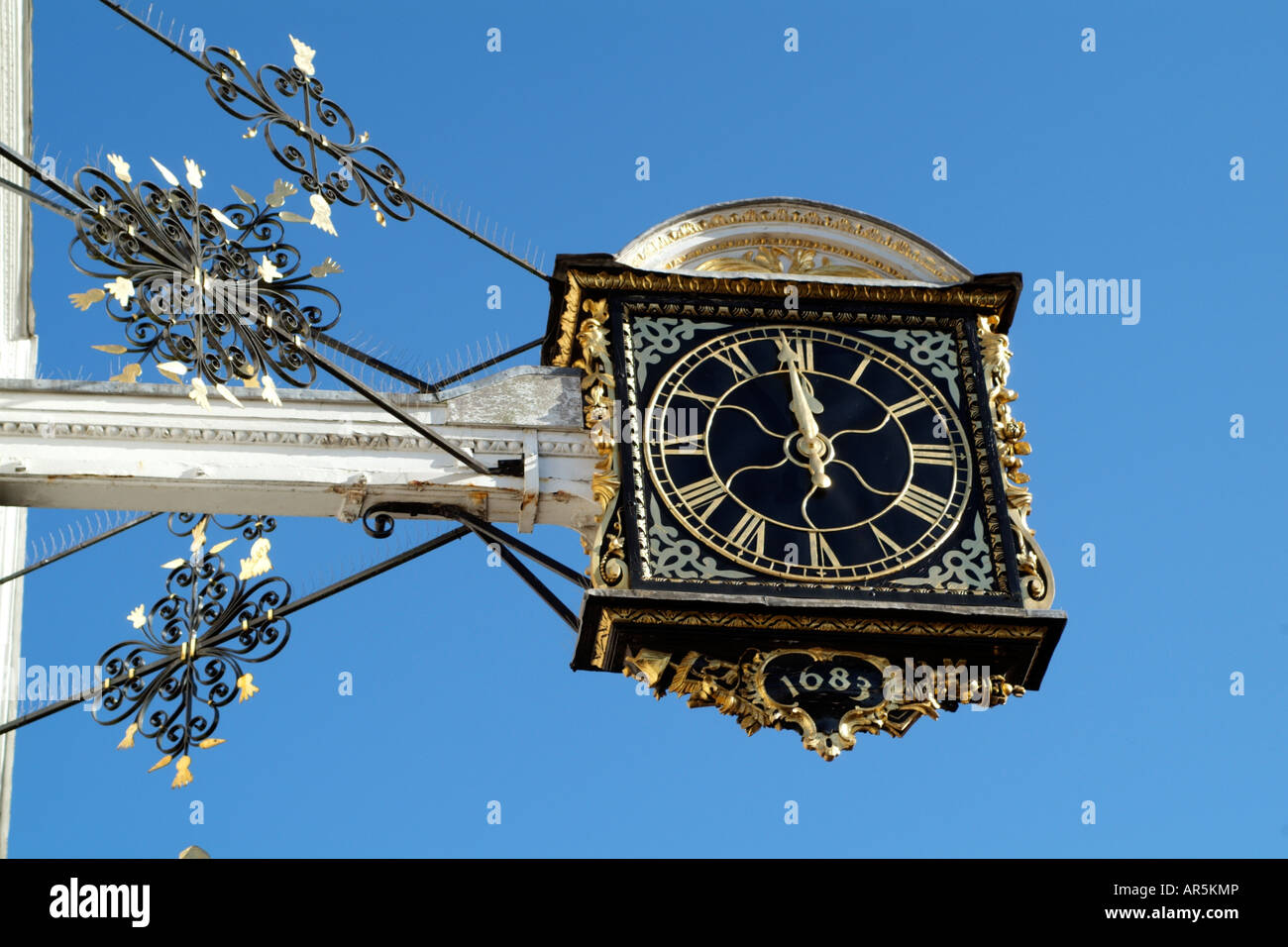 The Guildhall Clock Guildford Town Centre Surrey England UK The bracket ...
